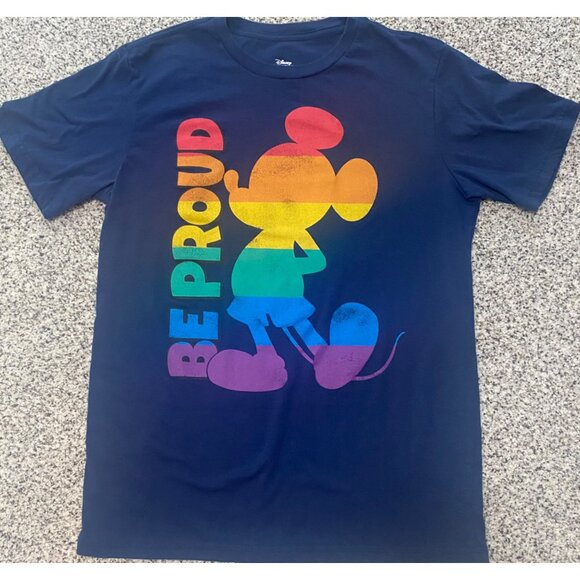 Disney | Tops | Disney Rainbow Mickey Mouse Lgbtq Pride Tshirt Blue Be ...